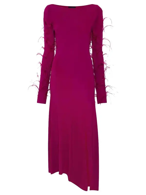 Lapointe Feather-detail Midi Dress - Purple