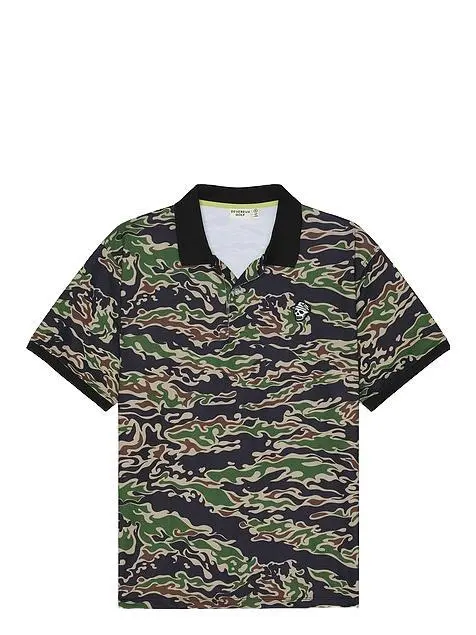 DEVEREUX GOLF Tiger Camo Polo In Green - Garden Green
