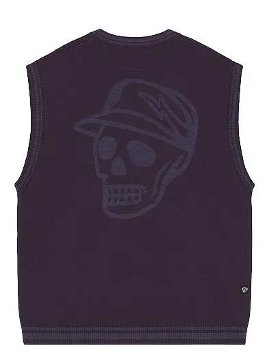 DEVEREUX GOLF Skull Icon Sweater Vest - Plum