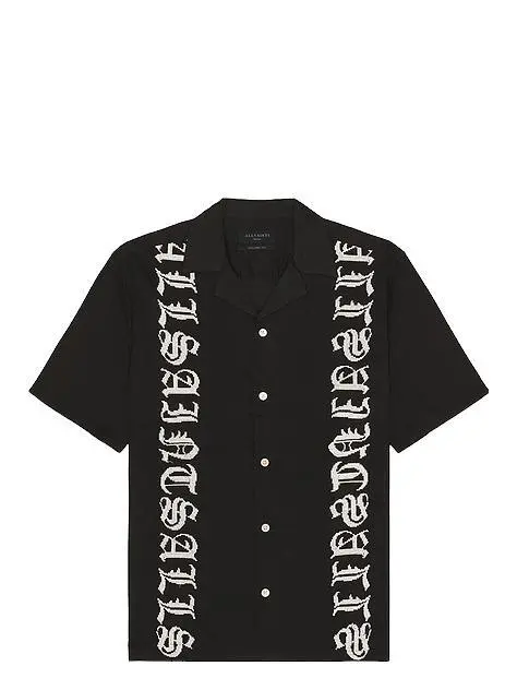 ALLSAINTS Scripture Short Sleeve Shirt In Black - Faded Black