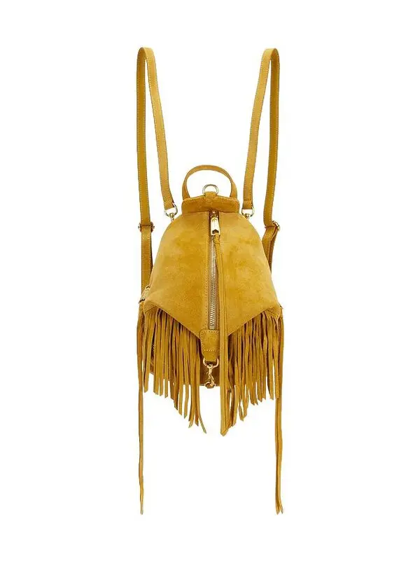 Rebecca Minkoff Convertible Mini Julian Backpack With Fringe - Oro