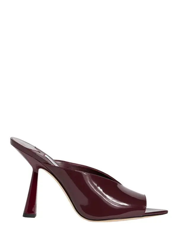 JIMMY CHOO Maryanne 100 Patent Leather Mules - Burgundy