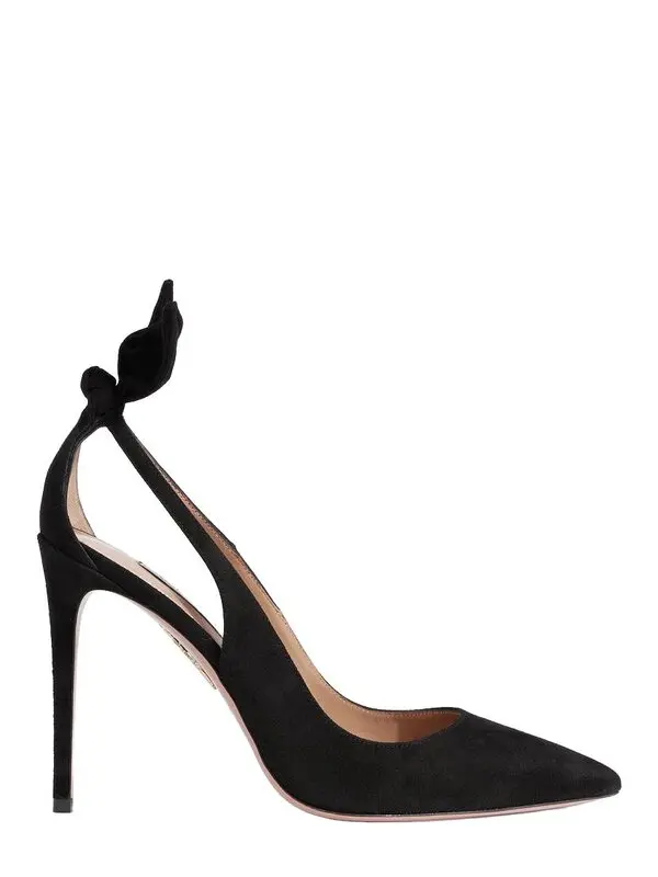 AQUAZZURA Deneuve Bow 105 Suede Pumps - Black