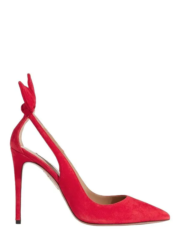 AQUAZZURA Deneuve Bow 105 Suede Pumps - Red