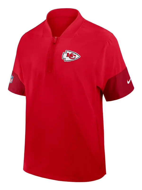 Nike Kansas City Chiefs Sideline Coach Nfl 1/2-zip Short-sleeve Jacket - Red