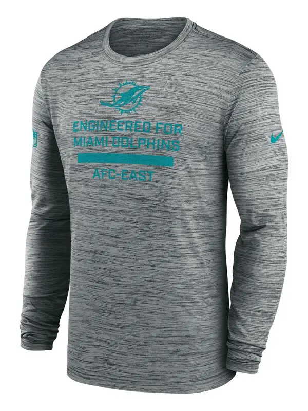 Nike Miami Dolphins Sideline Team Issue Velocity Dri-fit Nfl Long-sleeve T-shirt - Grey