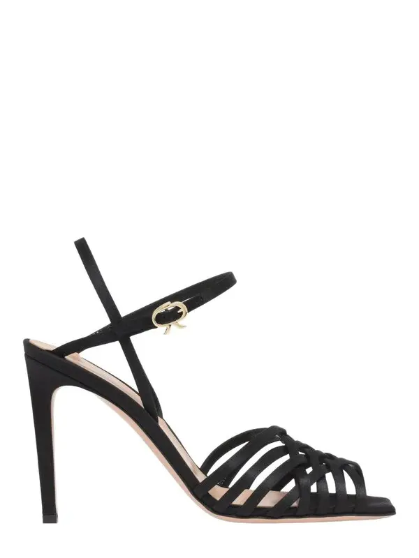 GIANVITO ROSSI Kerry Satin Strappy Stiletto Sandals - Black Fabric