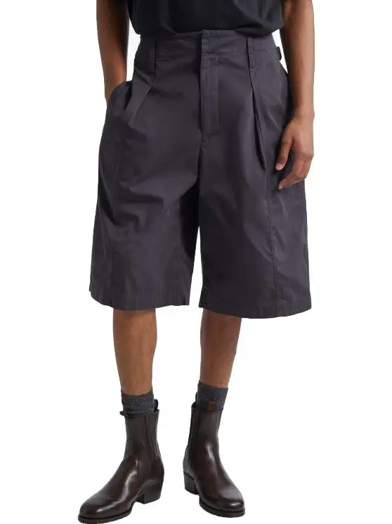 LEMAIRE Maxi Pleated Bermuda Shorts - Charcoal