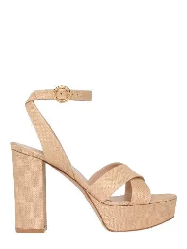 GIANVITO ROSSI Sabrina Platform Sandal - Beige Linen