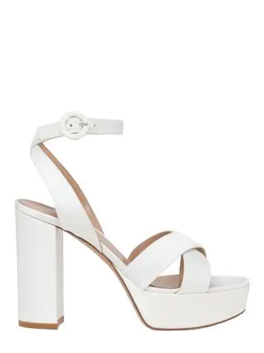 GIANVITO ROSSI Sabrina Open Toe Sandals - White Satin