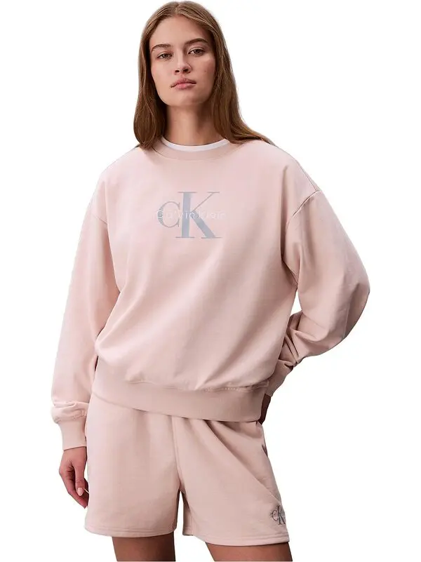 Calvin Klein Monologo French Terry Relaxed Sweatshirt - Buff Beige