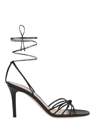 GIANVITO ROSSI Gwyneth 85 Tie Sandals - Black Nappa