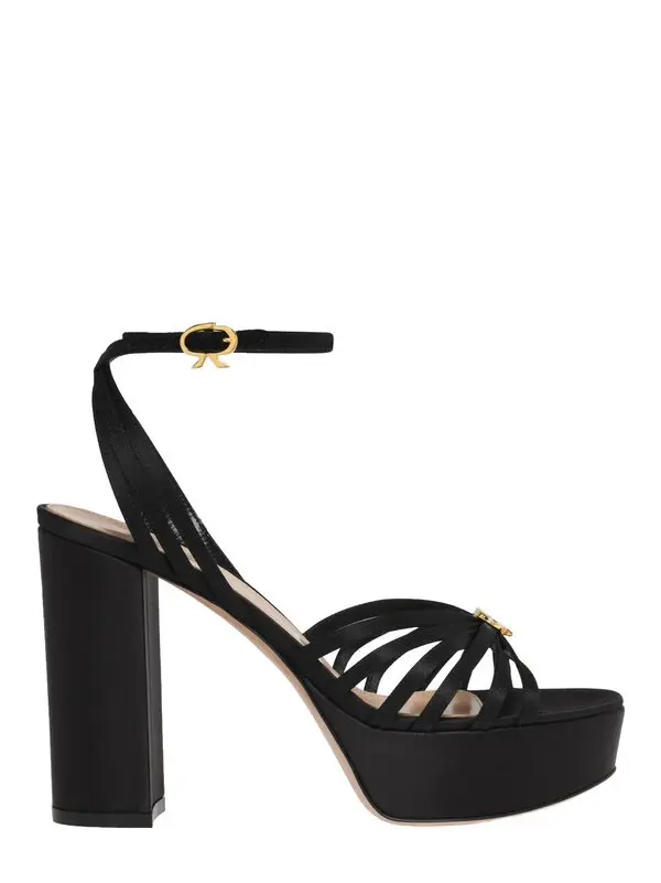GIANVITO ROSSI Rita Open Toe Sandals - Black Fabric