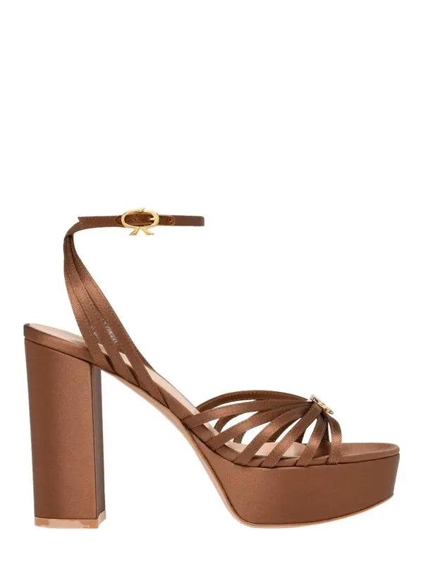 GIANVITO ROSSI Rita Open Toe Sandals - Brown Fabric