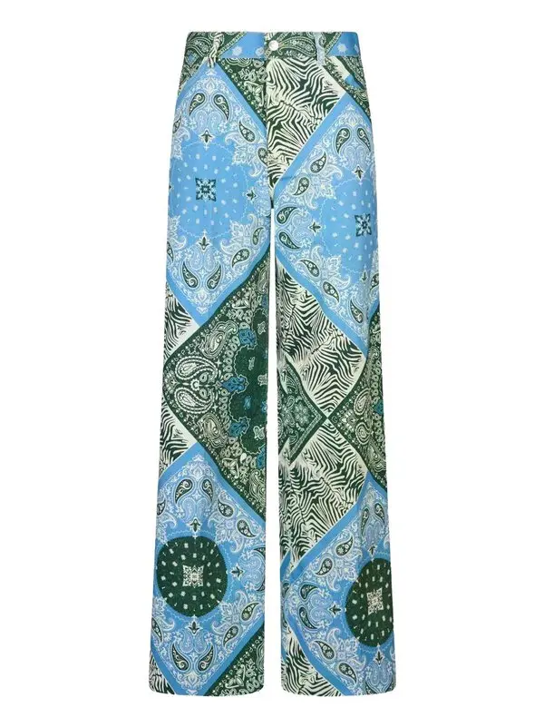 Liu Jo Printed Flared Leg Trousers - Green