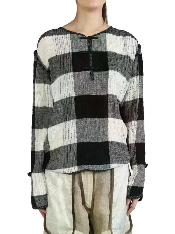 COMMUNS Plaid Long-sleeve Top - Black
