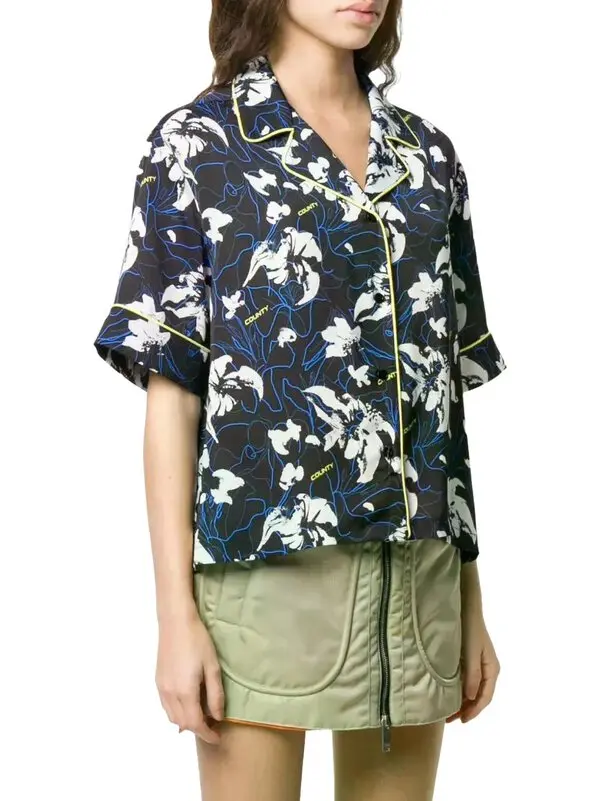 COUNTY OF MILAN Floral Print Shirt - Black