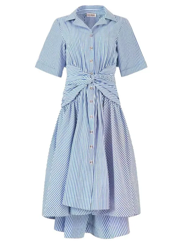 Rosie Assoulin Striped Midi Dress - Blue