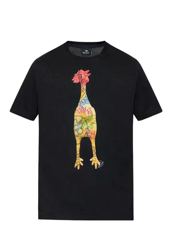 Paul Smith Graffiti Chicken-print T-shirt - Black