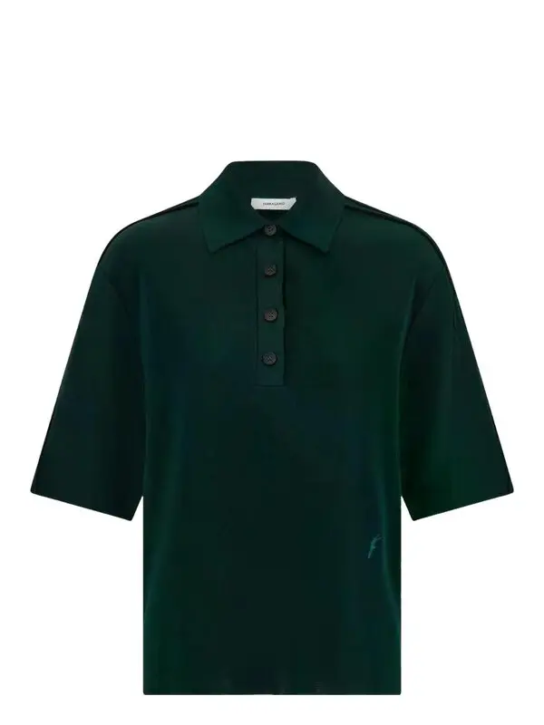 FERRAGAMO Knitted Polo Shirt - Green