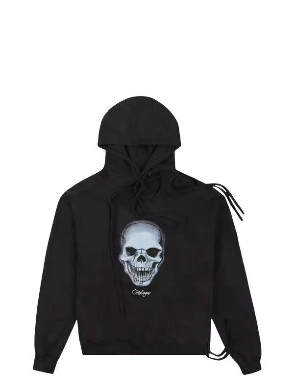 Ottolinger Skull-print Deconstructed Hoodie - Black