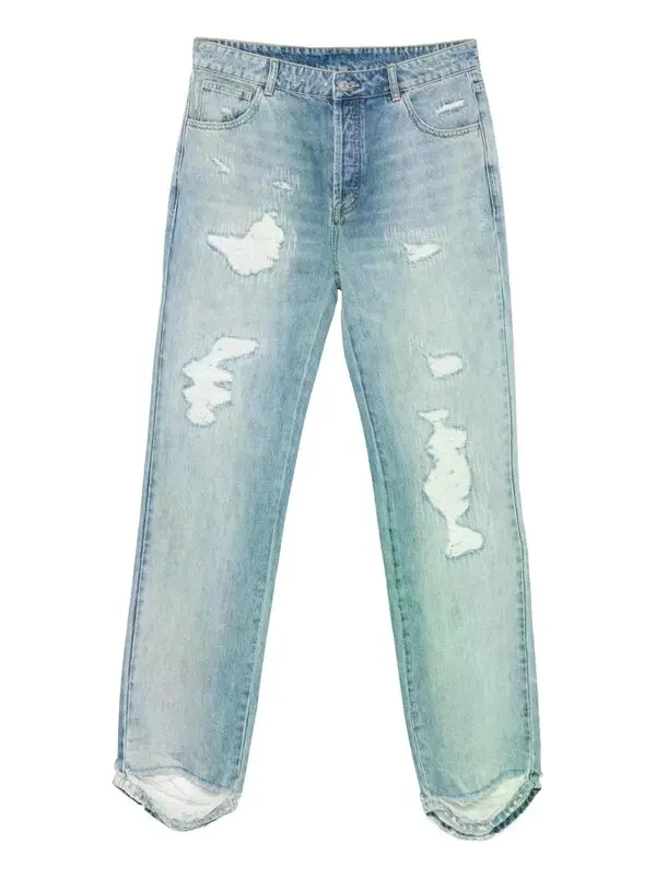 COLE BUXTON Distressed Straight-leg Jeans - Blue