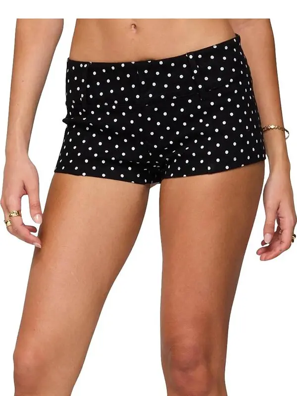 EDIKTED Polka Dot Stretch Shorts - Black And White