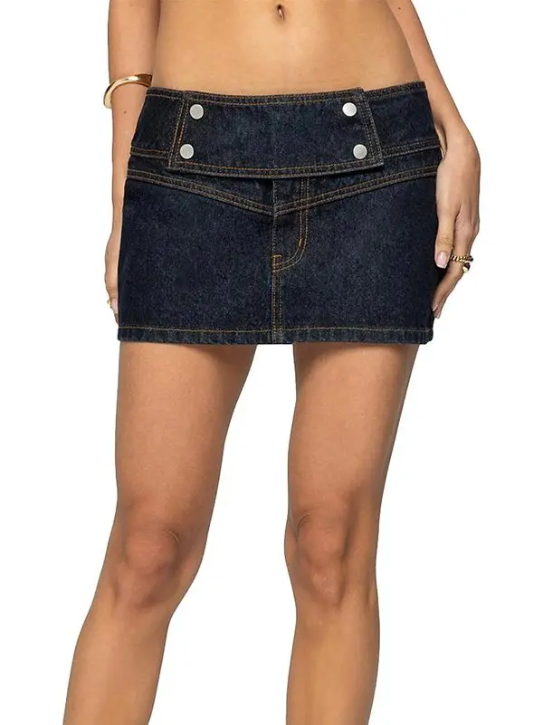 EDIKTED Mayanne Denim Mini Skirt - Dark Blue