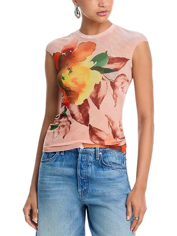 AFRM Nina Mesh Top - Snake Bloom