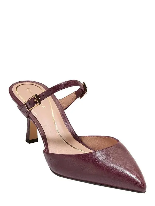 Cole Haan Annalise Buckled Mule Pumps - Black Garnet Leather