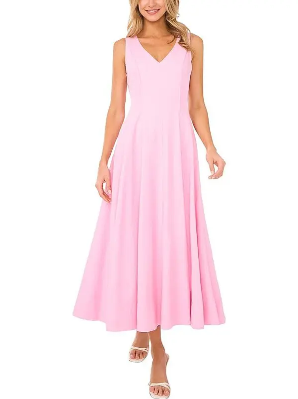 Ted Baker London Sleeveless V-neck Pleated Maxi Dress - Ballet Slipper