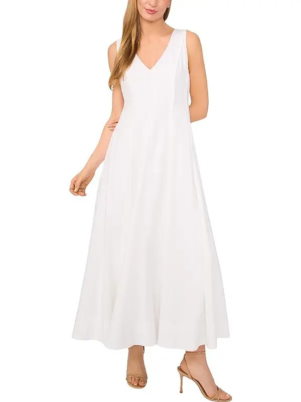 Ted Baker London Sleeveless V-neck Pleated Maxi Dress - Ultra White