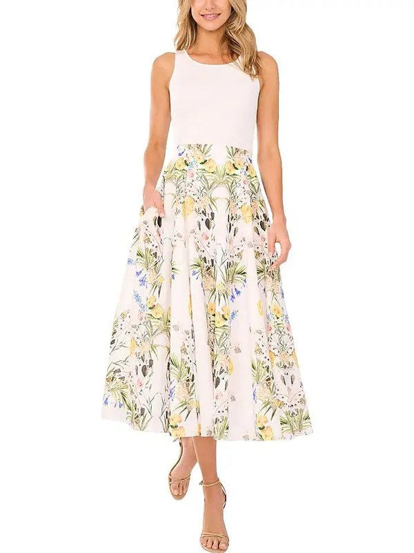 Ted Baker London Linen A-line Midi Skirt - Ultra White