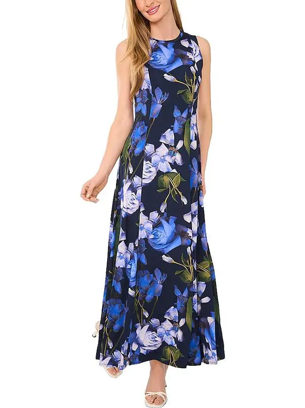Ted Baker London Floral Sleeveless Maxi Dress - Classic Navy
