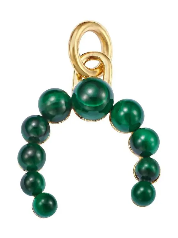 MOON & MEADOW 14k Yellow Gold Bead Curved Charm Pendant - Malachite