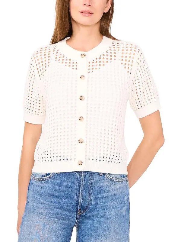 CECE DUPRAZ Texture Mesh Cardigan - Antique White