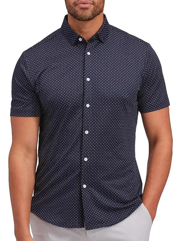 Mizzen+main Halyard Short Sleeve Dress Shirt - Navy Dot Print