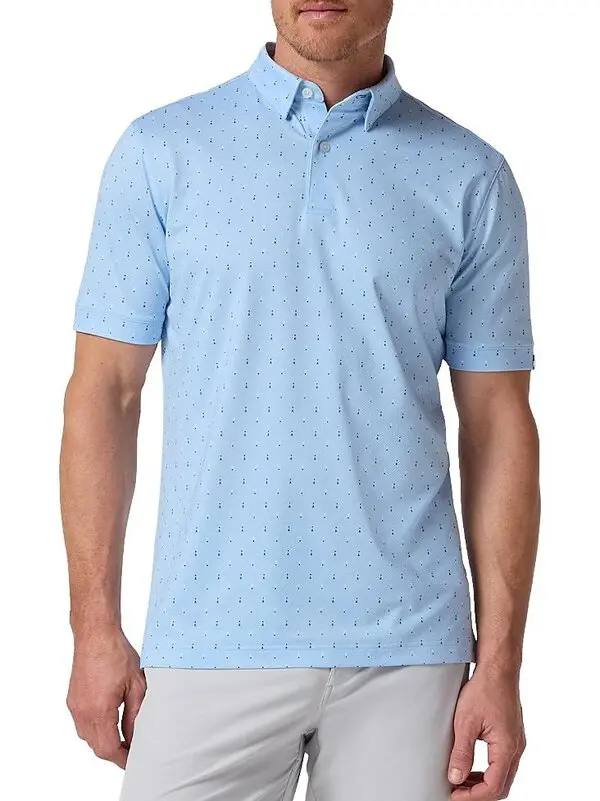 Mizzen+main Halyard Short Sleeve Polo - Light Blue Exclamation Geo