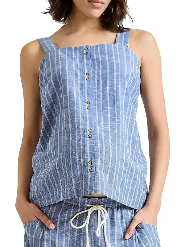 Hatch Collection Yasmine Maternity Tank Top - Blue/white Stripe