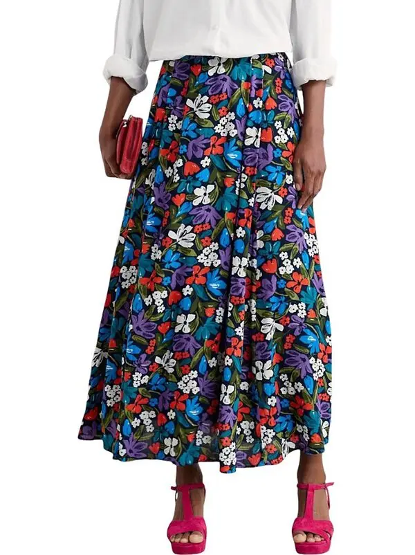 SEASALT CORNWALL Lethlean Printed Skirt - Crayon Floral Maritime
