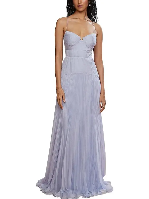 AMUR Saylor Pleated Gown - Rain Cloud