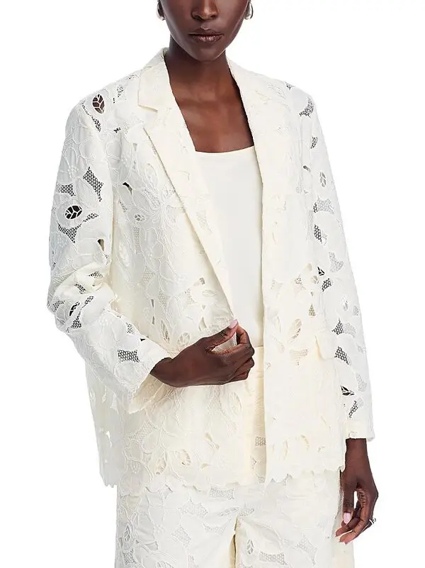 BOSS Jonara Lace Single Button Blazer - White