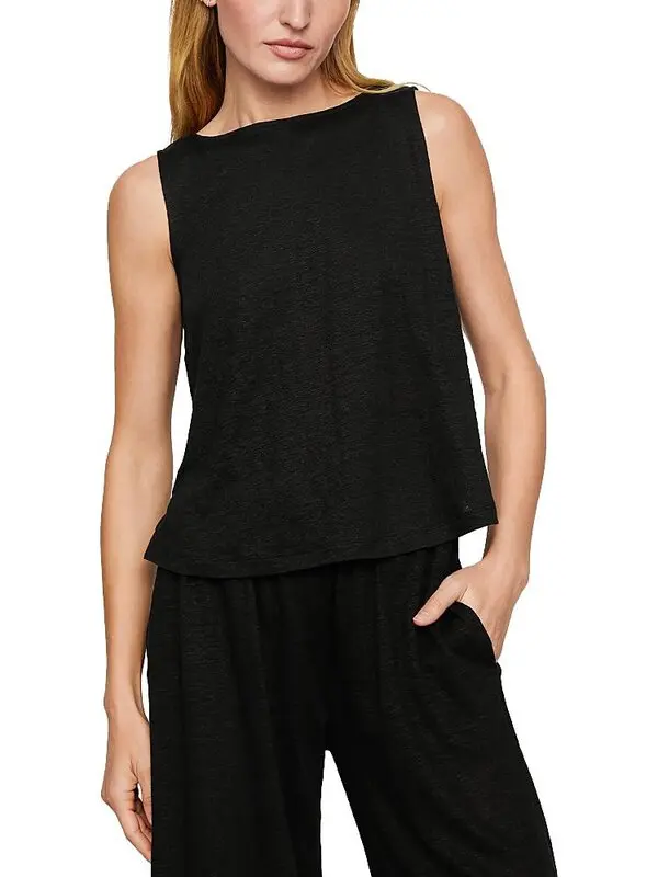 Eberjey Linen Cropped Tank Top - Black