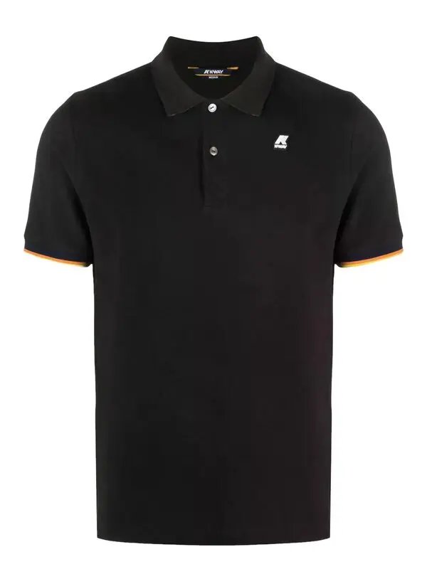 K-WAY Logo Patch Polo Shirt - Black