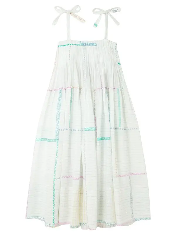 EKA Riley Ruffled Printed Cotton And Silk-blend Voile Midi Dress - White