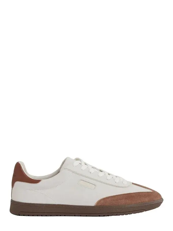 REISS Bode Suede Low-top Trainers - Off White/brown