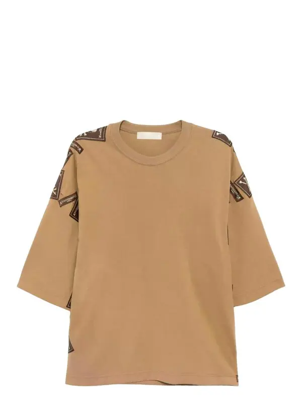 MASTERMIND WORLD Logo-embroidered T-shirt - Neutrals