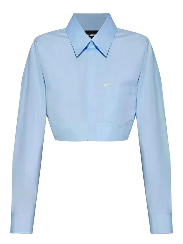 Dsquared2 Cropped Cotton Shirt - Blue