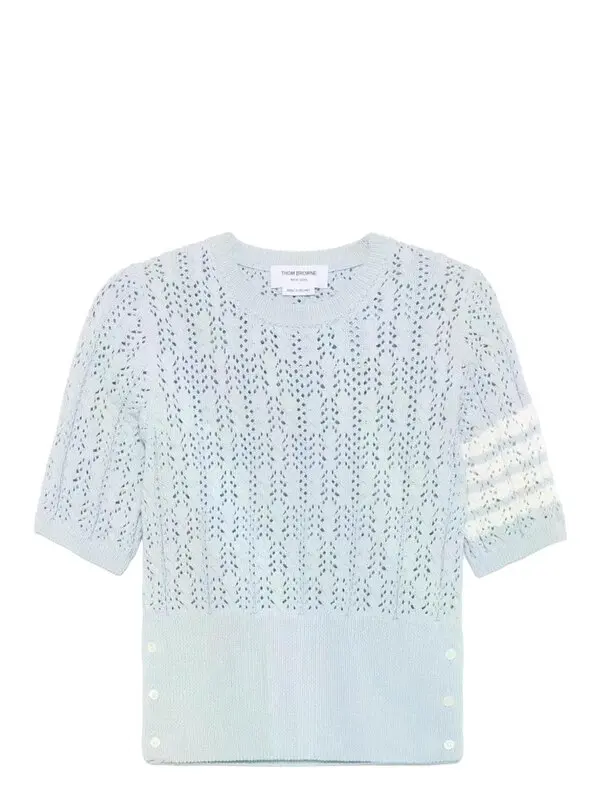 Thom Browne 4-bar Pointelle T-shirt - Blue