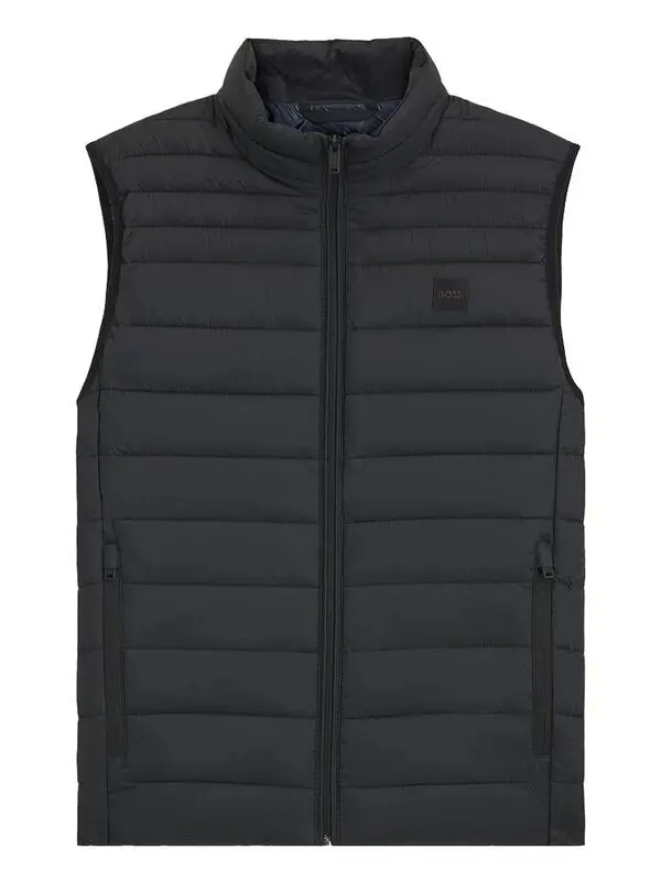 BOSS Sleeveless Jacket With Logo Patch - Black
